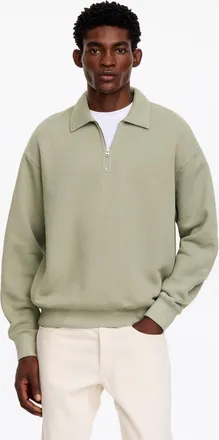 Arket Sweatshirt Aus Baumwolle Mit Kurzem Rei&szlig;verschluss -Gr&uuml;n