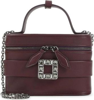Roger Vivier Femme, Sacs, Rouge, Taille: ONE Size Crystal Buckle Vanity Case Handbag