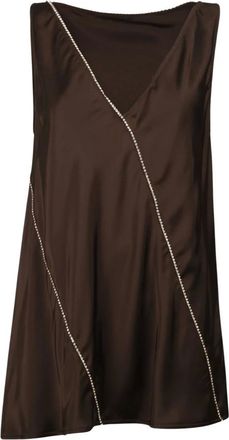 Jil Sander Femme, Blouses et Chemises, Brun, Taille: 42 FR Top &agrave; col en V avec cristaux