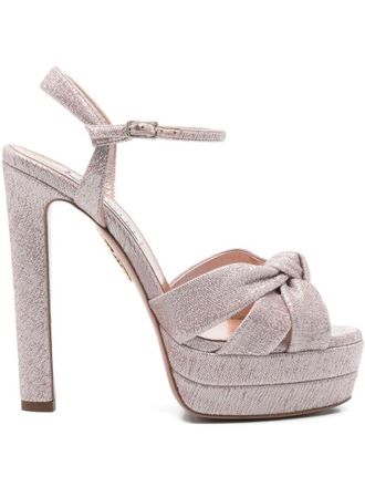 Aquazzura Sandalen - High Block Heel Platform Sandals - Gr. 36 (EU) - in Grau - f&uuml;r Damen