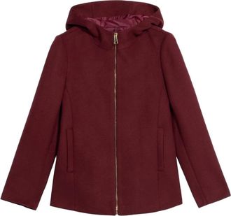 Oltre Femme, Vestes, Rouge, Taille: 46 FR Manteau Court avec Capuche et Fermeture &Eacute;clair