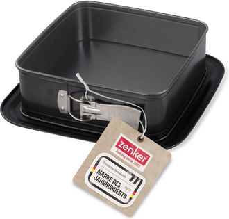 Zenker Bake, Click & Go Quadratische Springform - 24 x 24 x 8 cm - Backform mit separat erhältlichem Deckel für den direkten Transport - Kuchenform zum Backe