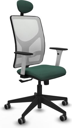 Piqueras y Crespo Gr&uuml;ner Schreibtischstuhl mit wei&szlig;en und schwarzen Armlehnen, h&ouml;henverstellbare Lendenwirbelst&uuml;tze und festes Kopfteil, ausgestattet mit 3 Positionen, 