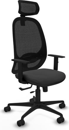 Piqueras y Crespo Grauer Schreibtischstuhl mit 1D-Armlehnen, h&ouml;henverstellbarer Lendenwirbelst&uuml;tze und h&ouml;henverstellbarem Kopfteil und Neigungsverstellung. Ausgestattet