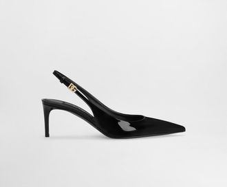Dolce & Gabbana Slingback Aus Lackleder - Frau Pumps Und Slingbacks Schwarz Leder 35.5