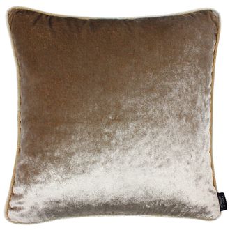 McAlister Textiles Glänzender Samt | Kissenbezug für Sofakissen in Beige | 43 x 43 cm | in 11 Farben und 5 Größen | gedrückter Samt edel paspeliert | Kissenhülle für Sam