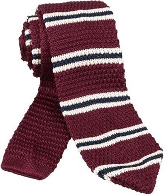 Alizeal Cravates tricotées décontractées multicolores vintage pour homme, 118-Bordeaux + Rayures blanches, taille unique