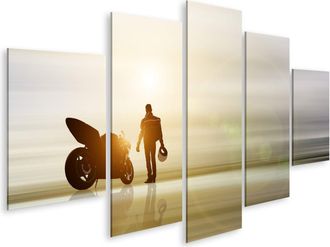 Islandburner Bild auf Leinwand Abstrakte Kunst Motorrad Horizont Unscharfer Hintergrund Bilder Wandbilder Poster