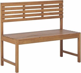 Beliani Gartenbank Hellbraun Akazienholz rechteckig 110 cm f&uuml;r 2 Personen Landhausstil Outdoor Garten Terrassse Ausstattung M&ouml;bel