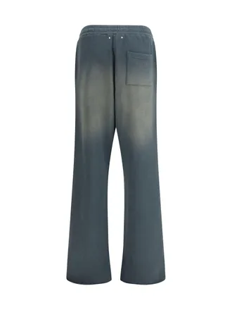 Golden Goose Womens Sweatpants With Shaded Design Bleached Washed Black Cotton Pant Trousers