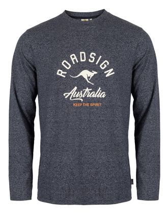 Roadsign Herren Langarmshirt meliertes Longsleeve für vielseitige Layer-Looks im Herbst Navy, 2XL