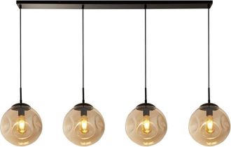 Searchlight Punch 4-Licht-Bar-Pendelleuchte, Schwarz, Champagnerfarbenes gestanztes Glas - Searchlight