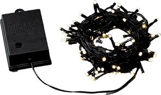 Konstsmide LED Lichterkette, mit an/aus Schalter, mit Lichtsensor und 6h und 9h Timer, gefrostet, 80 warm wei&szlig;e Dioden, batteriebetrieben, Au&szlig;en (IP44), schwarze