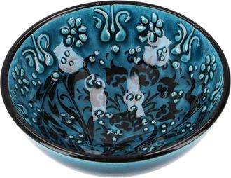 Guru Shop 1 Stk. Orientalische Sch&uuml;ssel, Schale, Dekoschale, Handbemalt - &Oslash; 12 cm T&uuml;rkisblau