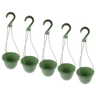 Angoily 5 Stück Hängeampeln aus Kunststoff mit Haken für Drinnen und Draußen Hängeblumentöpfe Mittelgroß Wetterfest für Balkon Terrasse und Garten