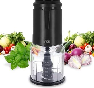 ADE Hachoir &eacute;lectrique cuisine | Hachoir a viande, coupe-l&eacute;gumes et coupe-oignons | Mixeur avec 4 lames tranchantes en acier inoxydable | Multi-hachoir av