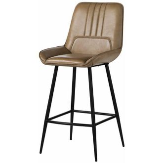 Massivmoebel24 Barstuhl Echtleder 52x57x108 beige iron label 616