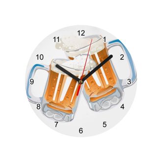Fabulous Wanduhr aus Glas - Biere Pressure Frisches Bierkrug Trinque - Durchmesser 20 cm - Wei&szlig;