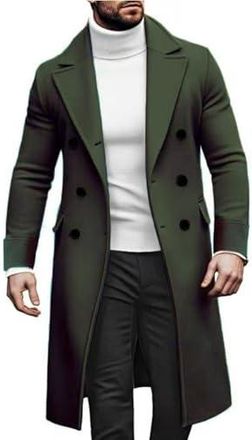 Generic Manteau dhiver pour homme - Trench à double boutonnage - Décontracté - Chaud - Coupe-vent - Manteau daffaires - Col à revers - Veste dhiver - Loisirs 