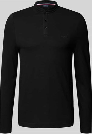 Daniel Hechter Longsleeve mit kurzer Knopfleiste und Label-Detail