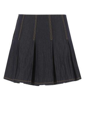 Bottega Veneta Womens Dark Blue Denim Mini Skirt 3399 Exterior: Cotton Metal Fiber Gonne