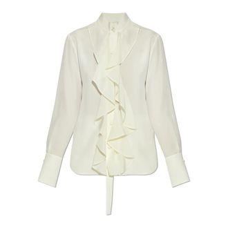 Alexander McQueen Seidenhemd mit dekorativen R&uuml;schen - - Blouses & Shirts - Damen - Gelb - S