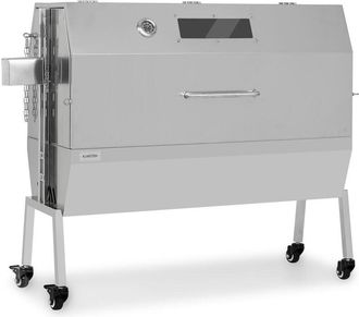 Klarstein Klarstein - Barbecue &eacute;lectrique 15W avec r&ocirc;tissoire et broche - Capacit&eacute; jusqu&agrave; 70 kg - Surface de cuisson 112 x 45 cm - Roulettes avec freins