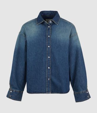 Closed Chemise Overlay Detail Shirt Dark Blue