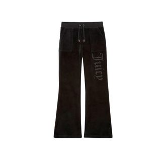 Juicy Couture Schwarze Samt Layla Hose mit Strass - - Trousers - Damen - Schwarzk - XL