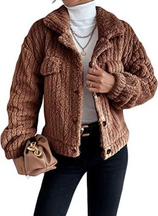 ORANDESIGNE Veste Fausse Fourrure Femme Chic et Elegant Mi Saison Blouson Hiver Chaud Veste Peluche Manteau Polaire Jacket Outwear Gilet Manches Longues Cardigan 