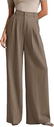 Generic Salicharm - Pantalon doux drapé taille haute pour femme, pantalon confortable drapé gracieux pour femmes, kaki, M