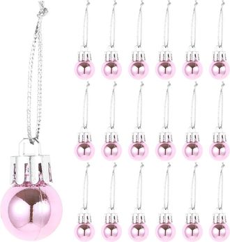 TOPBATHY Mini Weihnachtsbaumkugeln 24 St&uuml;Ck 2 cm Rosa Kugel Dekoration F&uuml;R Kleine Christbaum B&auml;Ume Kr&auml;Nze Girlanden Innenbereich Festliche Weihnachts Deko