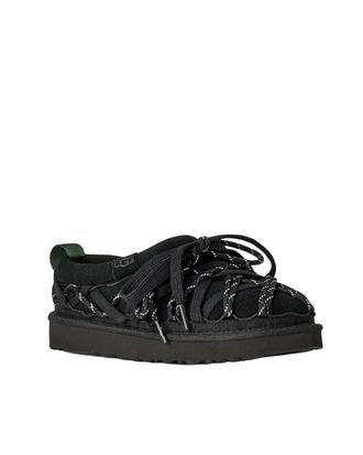 UGG Womens Slip-On Tasman Lace Black Upper: Leather Slippers Flat Shoes