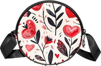 Generic Petit sac &agrave; bandouli&egrave;re circulaire pour femme, petit sac &agrave; bandouli&egrave;re avec fermeture &eacute;clair, bretelles r&eacute;glables, sac &agrave; main rond d&eacute;contract&eacute; pour fe