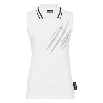 Plein Sport &Auml;rmelloses Polo Shirt Scratch - - Sport - Damen - Wei&szlig; - L