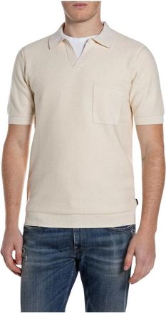 Replay Homme, Tops, Beige, Taille: S Polo Piqu&eacute; en Coton &agrave; Manches Courtes