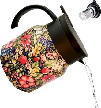 Generic Bouilloire &agrave; th&eacute;, 800 ml, motif floral, bouilloire &agrave; caf&eacute;, carafe isotherme en acier inoxydable pour la maison, le travail, le restaurant
