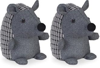 Relaxdays T&uuml;rstopper Igel, Stoff, f&uuml;r Boden, innen, dekorativer T&uuml;rpuffer Tier, weich, schwer, 20 cm hoch, dunkelgrau, 1 St&uuml;ck, Grau (Packung mit 2)