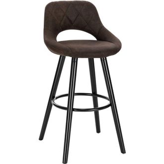 Woltu Woltu - Tabouret de bar en tissu scientifique - Structure en bois massif - Hauteur 91 cm - Assise 68 cm - Capacit&eacute; 100 kg - Patins antid&eacute;rapants