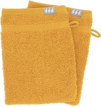Tendance Set aus 2 waschhandschuhen 15x21 cm 100% Baumwolle - senffarben