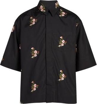 Simone Rocha Chemise broderies fleurs &agrave; manches courtes en coton