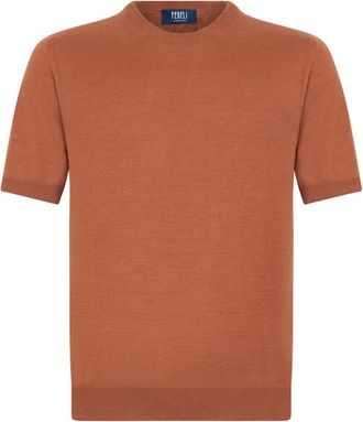 Fedeli Homme, Pulls, Orange, Taille: L Pull &agrave; manches courtes