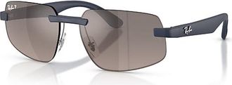 Ray-Ban Rb4475 Polarized+ Lenses Sonnenbrillen Sand Dunkelblau Fassung Grau Glas Polarisiert 60-16