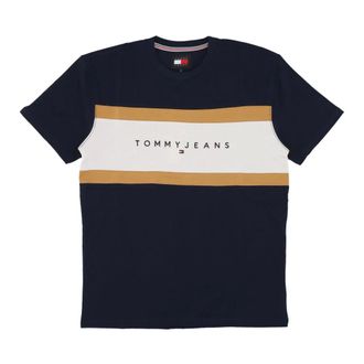 Tommy Hilfiger Homme, Tops, Bleu, Taille: M Tee-shirt marine fonc&eacute; avec coupe et couture