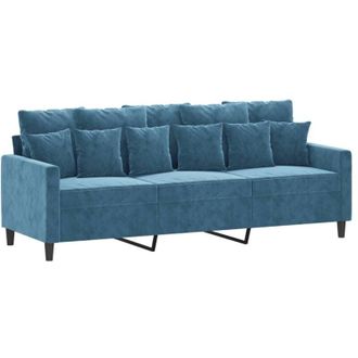 vidaXL Vidaxl - Canap&eacute; &agrave; 3 places Bleu 180 cm Velours