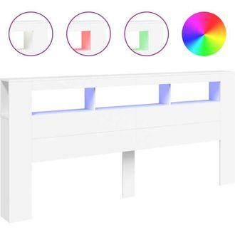 vidaXL LED-Kopfteil Wei&szlig; 220x18,5x103,5 cm Holzwerkstoff Vidaxl
