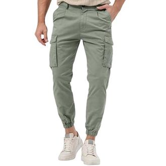 Generic Pantalon cargo &agrave; revers pour homme, couleur unie, pantalon de randonn&eacute;e avec boutons, plusieurs poches, l&eacute;ger et confortable, pantalon de jogging exte