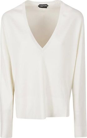 Tom Ford Pull col en V - Femme - Pulls - Blanc - Taille: 38 FR