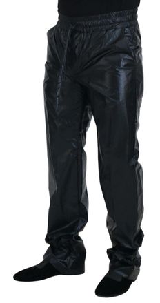 Dolce & Gabbana Mens Black Shining Drawstring Trouser Nylon Pants