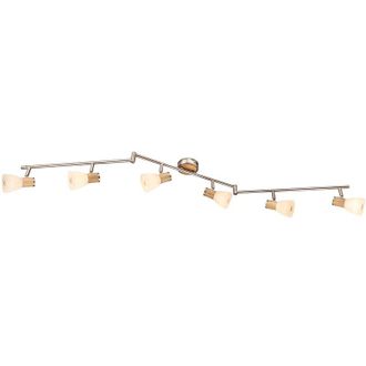ETC Shop Glas Decken Strahler beweglich fernbedienung Holz Lampe dimmbar im Set inkl. rgb led Leuchtmittel
